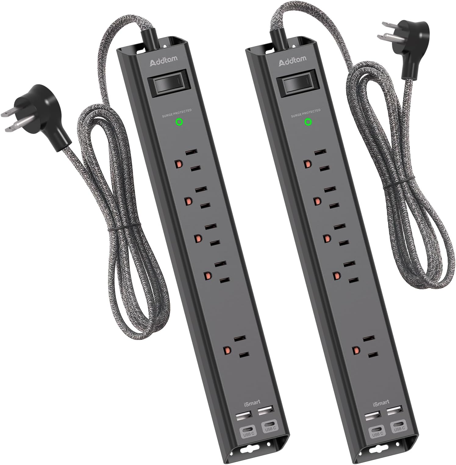 Amazon.com: Flat Plug Extension Cord, 5ft Power Strip with 4 USB Ports ...