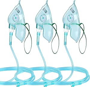Standard Oxygen Mask with 6.6' Tubing and Adjustable Elastic Strap - 3 ...