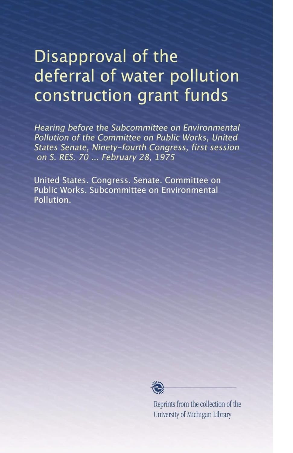 Amazon.com: Disapproval of the deferral of water pollution construction ...
