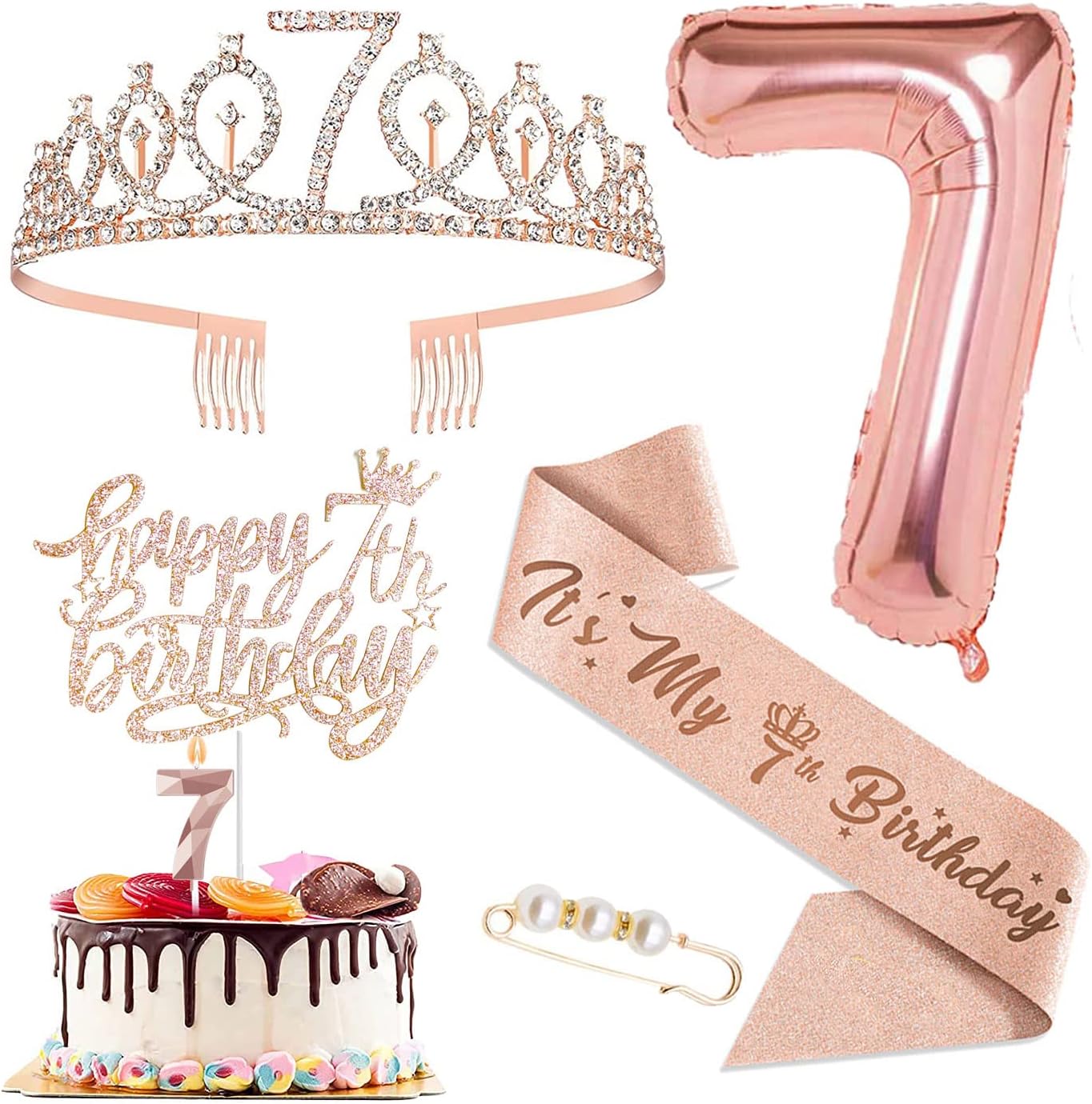 7th Birthday Decorations Kit, Birthday gifts for Girls Women, Including ...