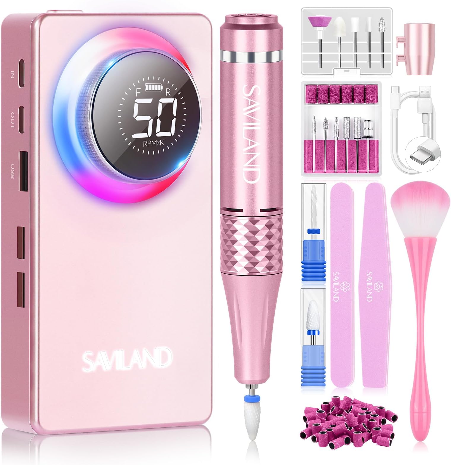 Amazon.com: SAVILAND 50000RPM Electric Nail Drill Professional ...