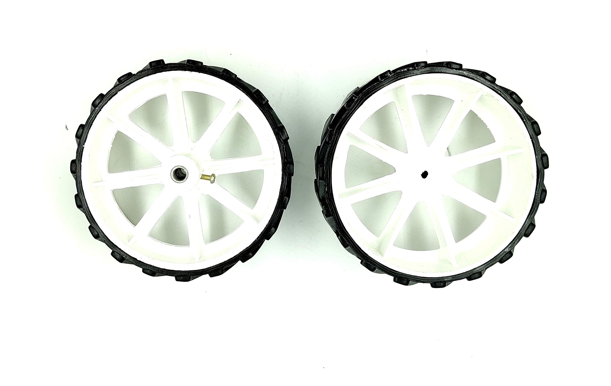 INVENTO 2pcs 110mm x 40mm Plastic Robotic Wheel Durable Rubber White ...