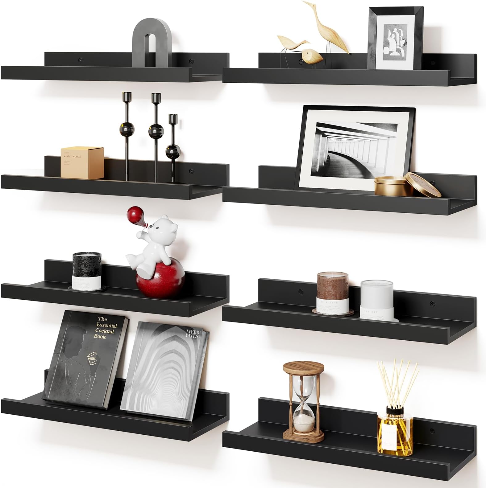 Amazon.com: Fixwal Floating Shelves, 6 Sets of Wall Mounted Shelves for ...