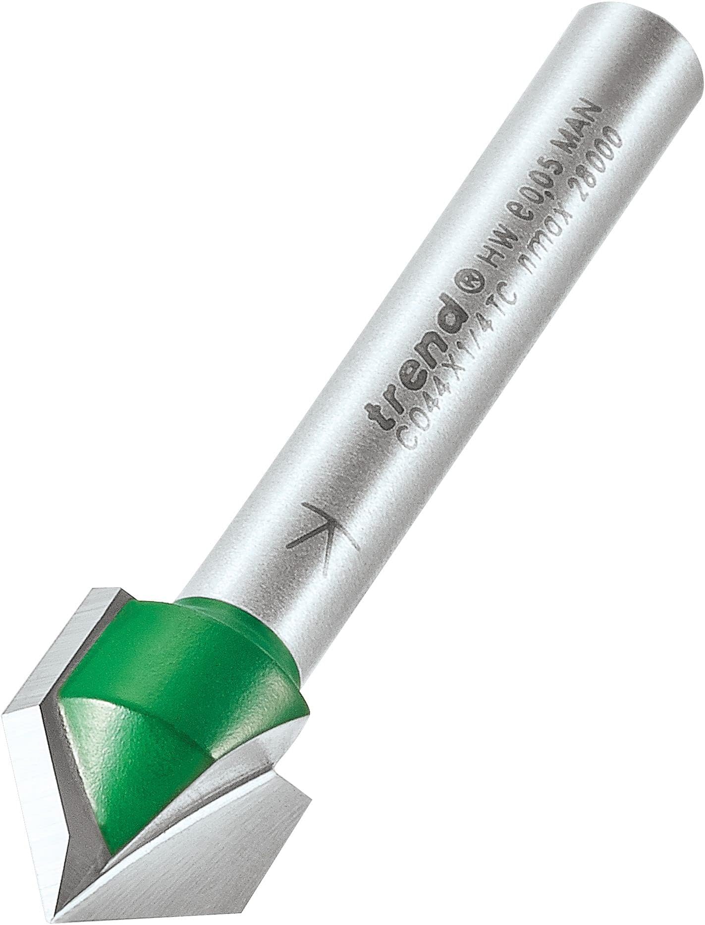 Trend CraftPro Two Flute Chamfer Router Cutter Bit, 1/4 Inch Shank, 12 ...