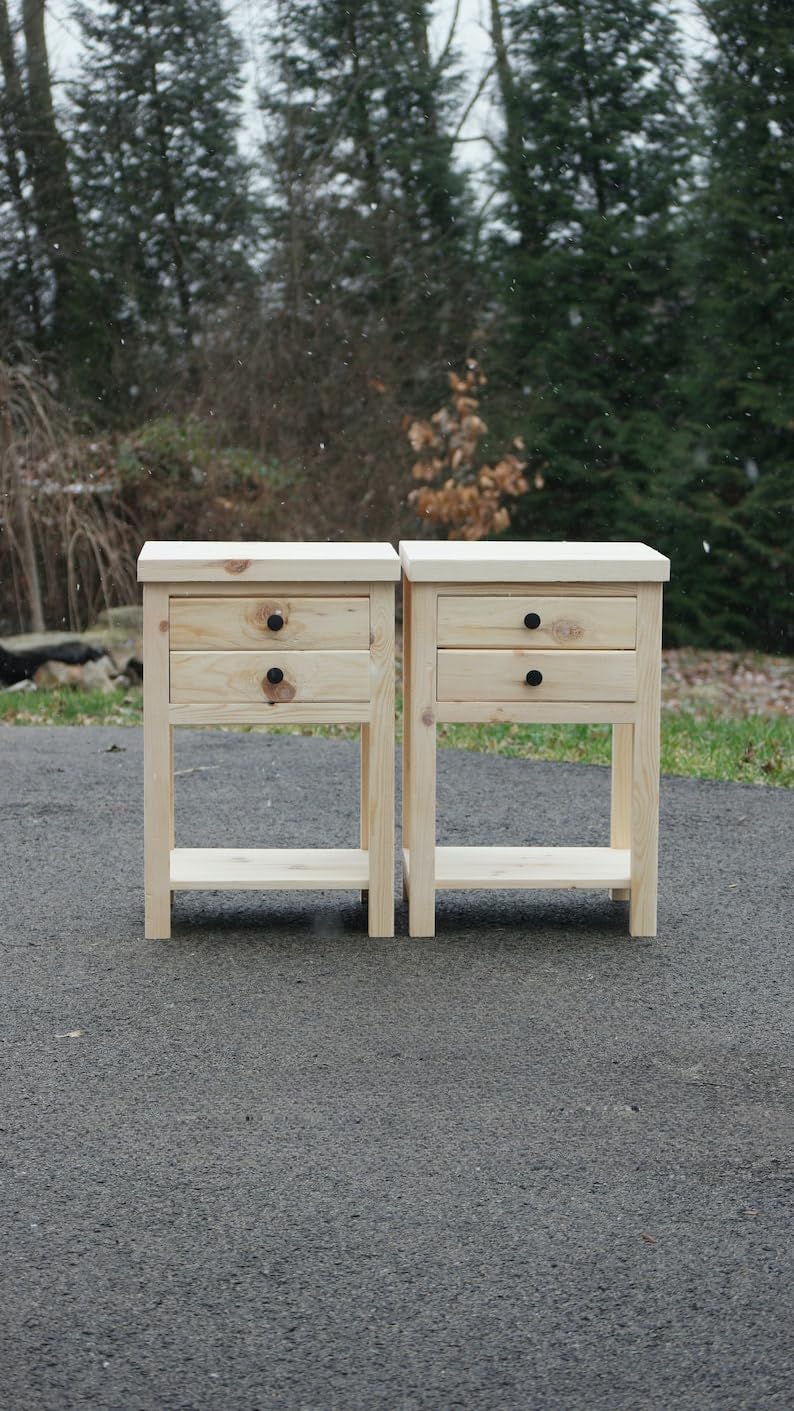 Amazon.com: OURVER Rustic Nightstands Set with 2 Drawers/Set of 2 ...
