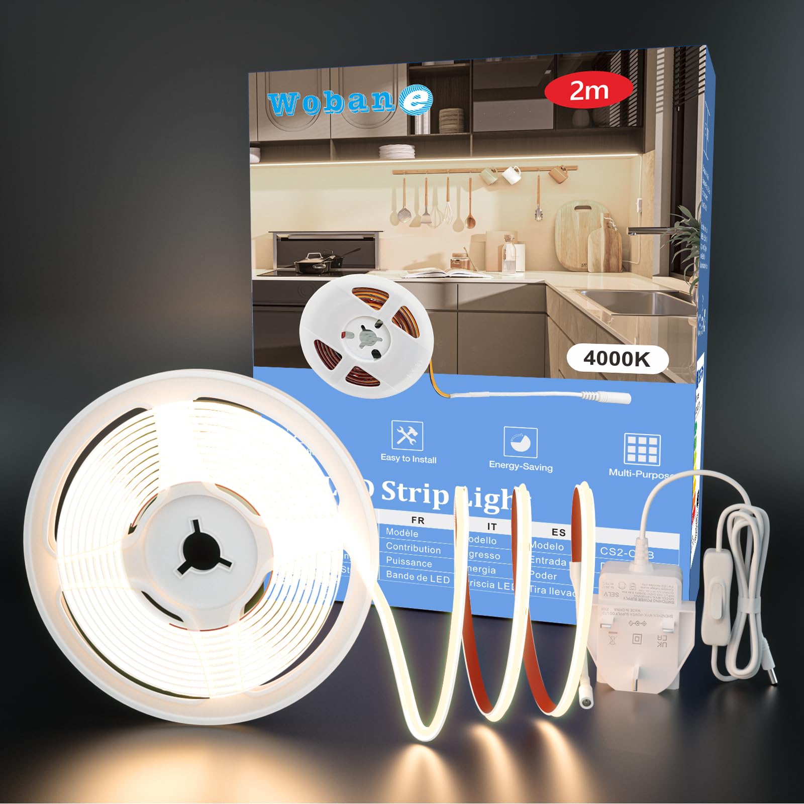 Wobane 2m Cob Led Strip Light Super Bright 12v Under | Desertcart Australia