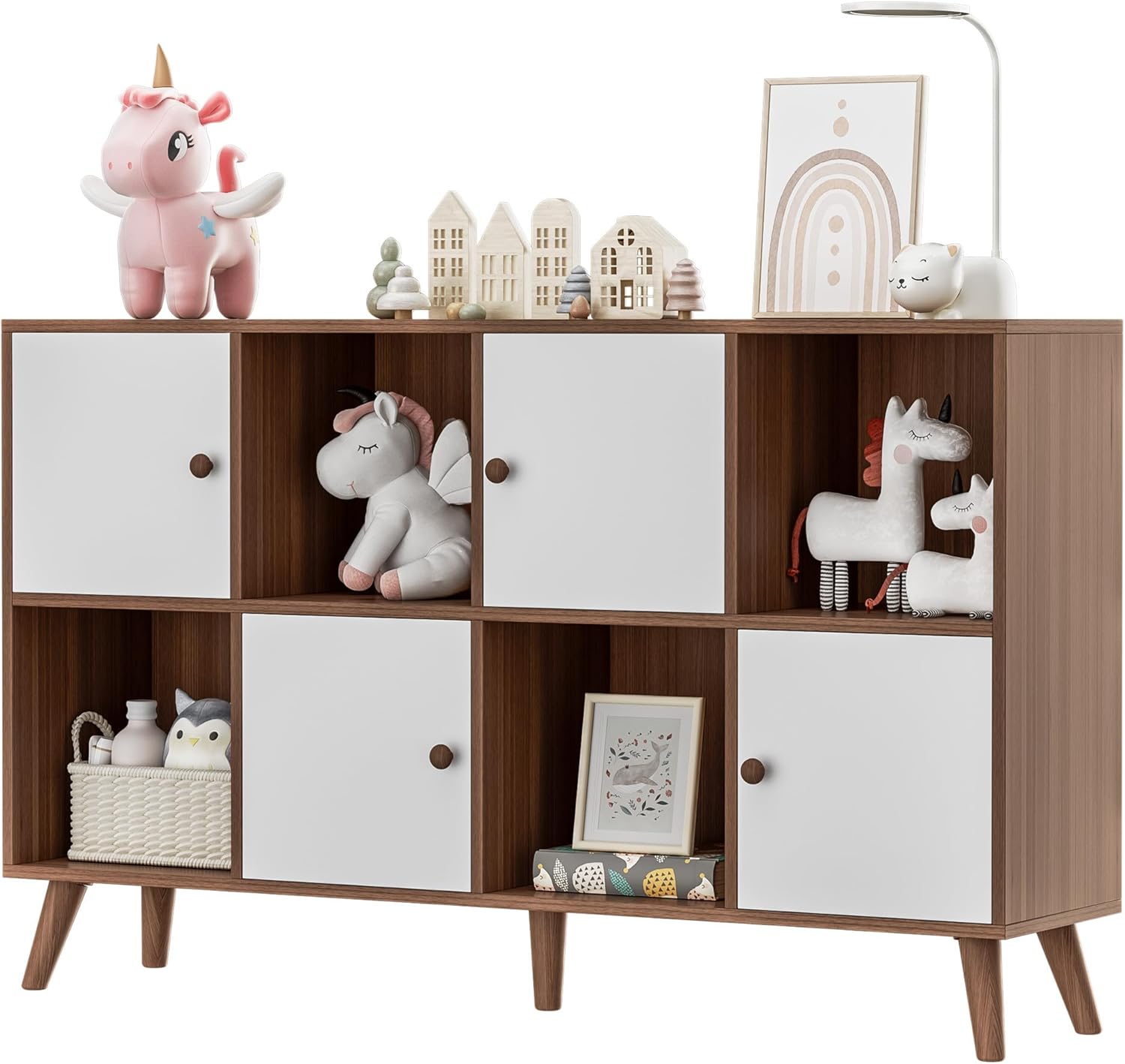 Amazon.com: DIYART Brown and White 8 Cube Organizer, 2-Tier Bookshelf ...