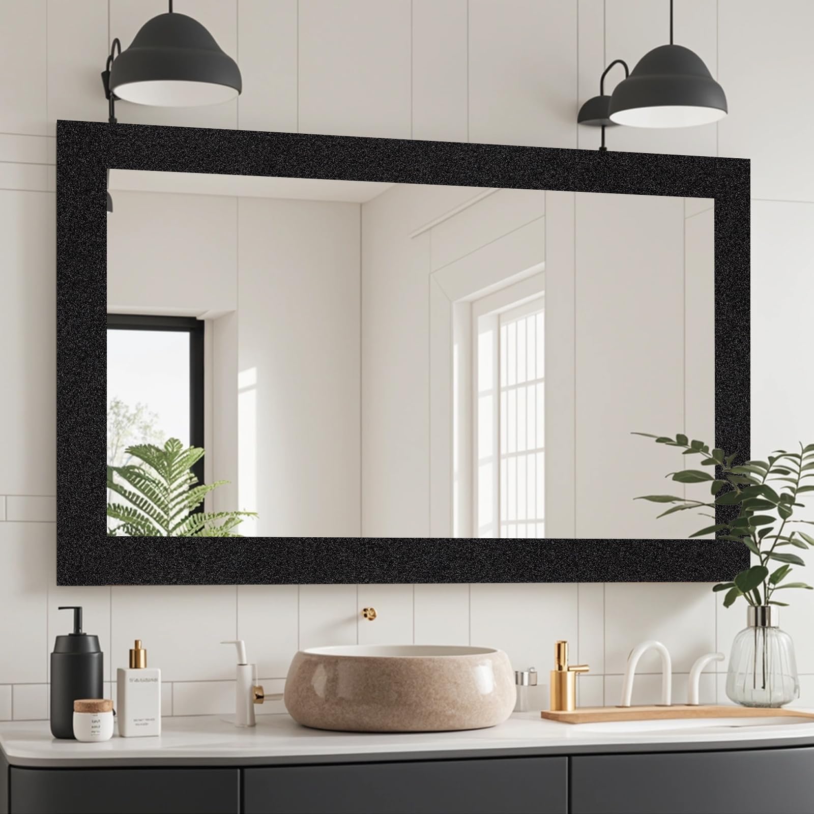 Autocollant Mural 10M Black Wood Grain Border Peel And Togo Mirror Frame