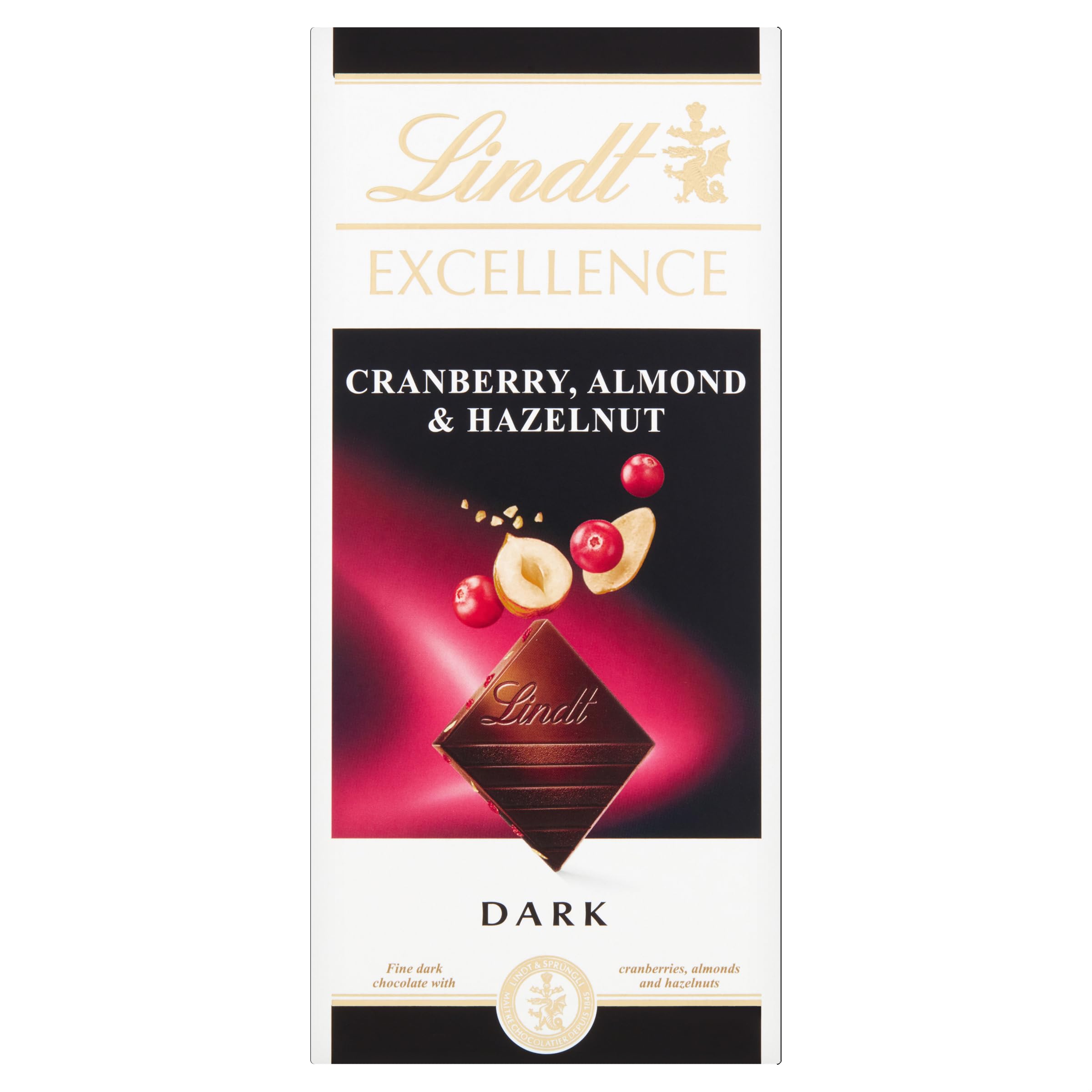Lindt Excellence Cranberry Almond & Hazelnut Dark Chocolate Bar, 100g ...