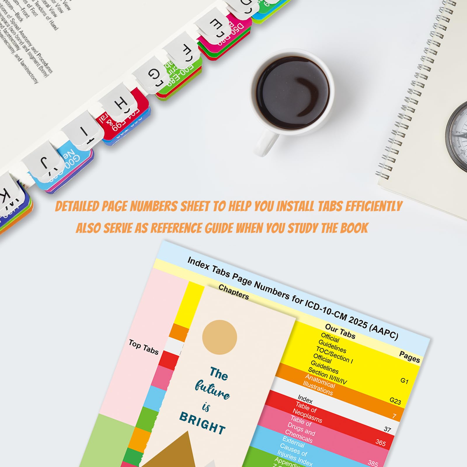 Color-coded Study Tabs HCPCS Level II 2025 Index Tabs Set - 96 Color ...
