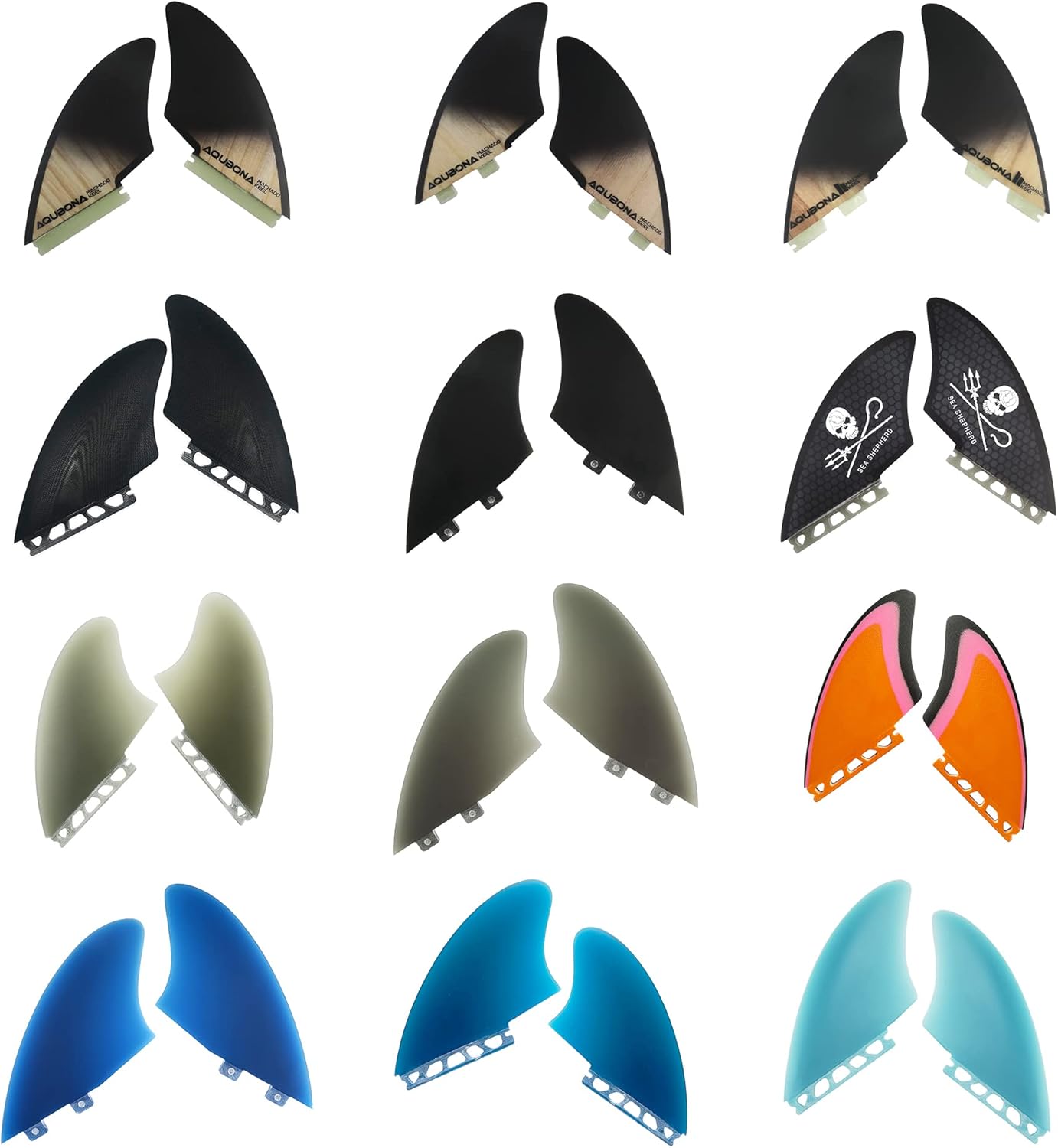 AQUBONA Twin Keel Fins, Single Tab Dual Tabs Fins Surfboard Fins, Twin ...