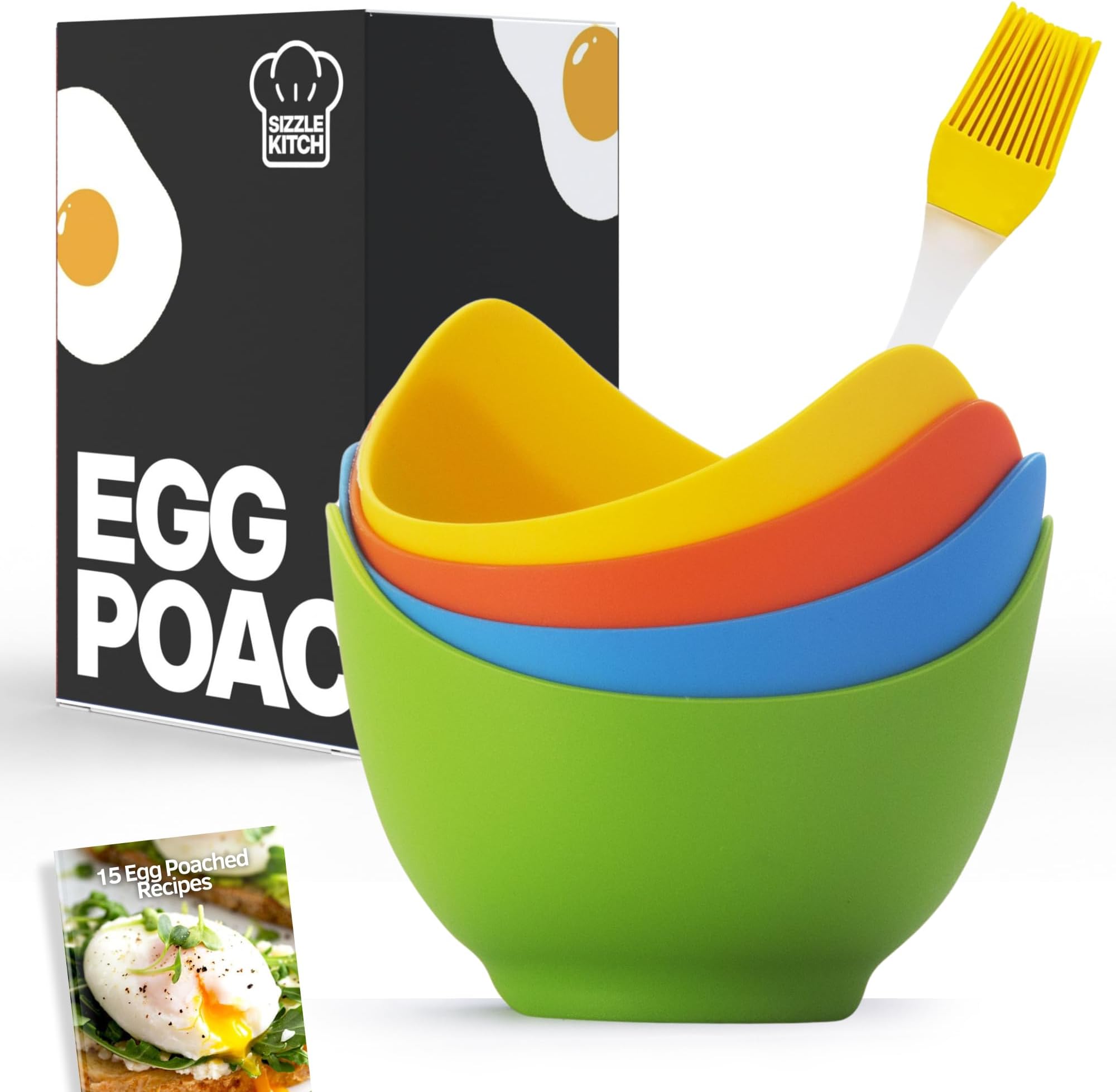 Amazon.com: Sizzle Kitch Egg Poachers Silicone Egg Poacher Cups ...