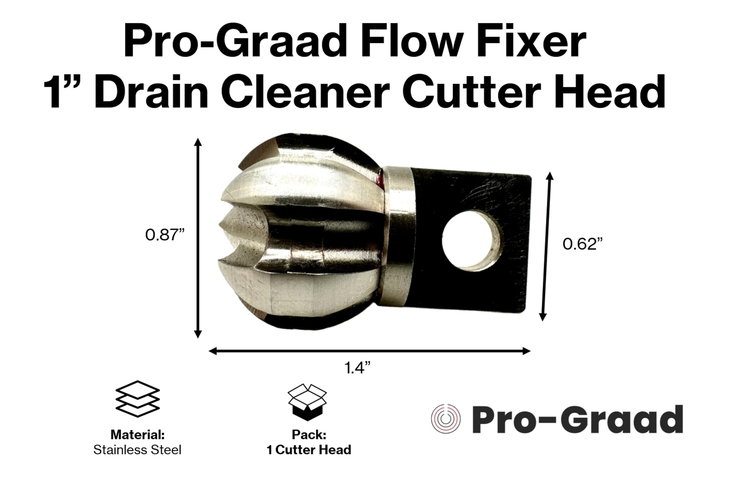 Pro-Graad Flow Fixer Drain Cleaner Plumbing Snake Cutter Head | eBay