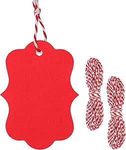 Amazon.com: G2PLUS Red Gift Tags, 100PCS Red Paper Gift Tags with ...