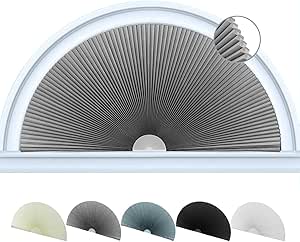 Amazon.com: Jlong Arch Window Shade Blackout Half Circle Moon Pleated Fabric No Drill Blinds for ...