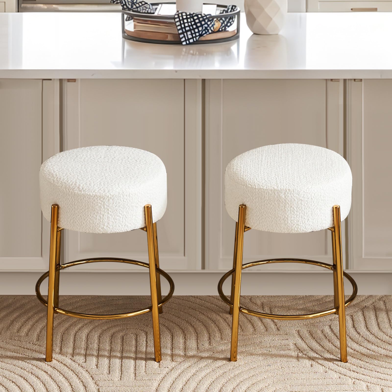 Amazon.com: SoarFlash Modern Bar Stools Set of 2, 24" Sherpa Counter ...