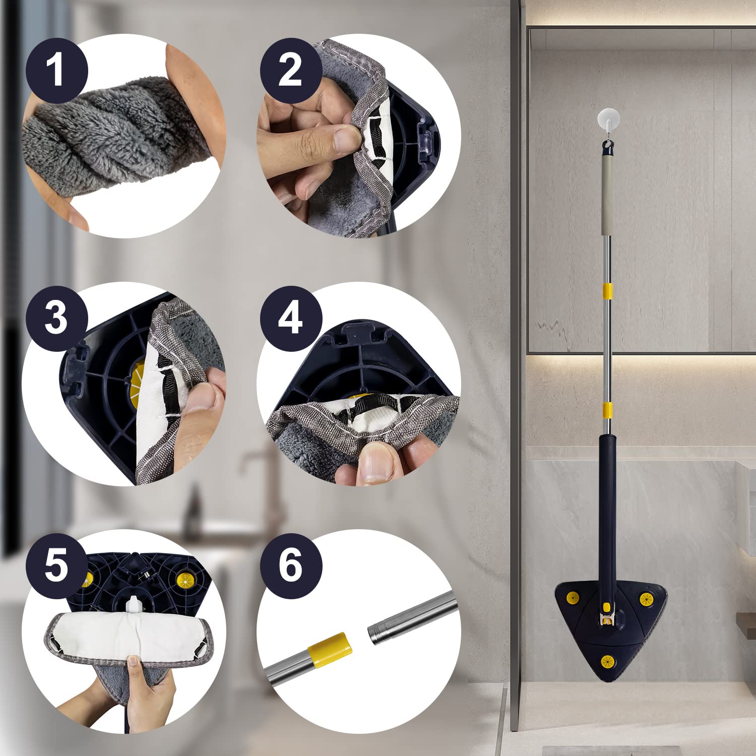 360??Rotatable Flexible Adjustable Cleaning Mopwith Foldable Bucket ...