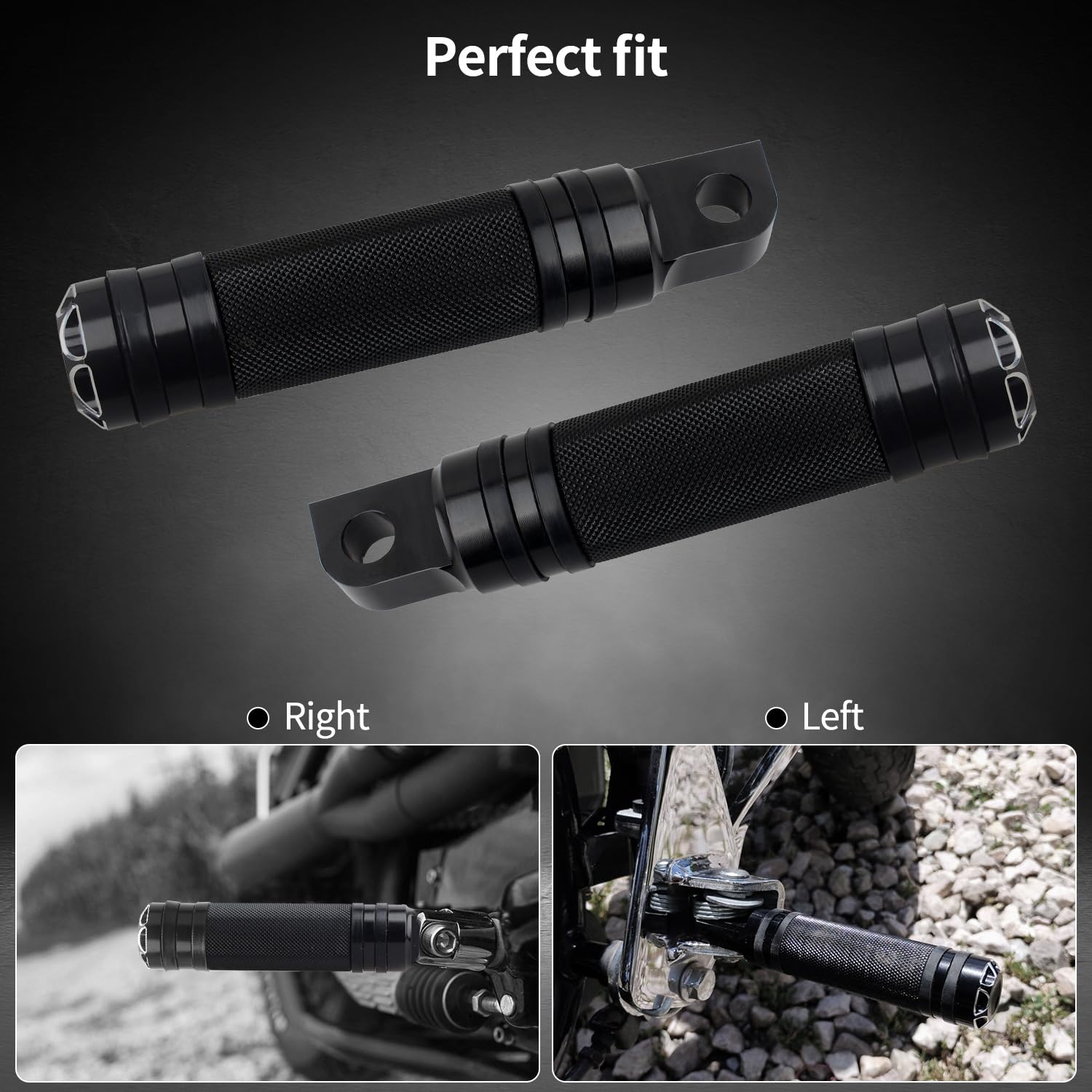 Snapklik.com : QUASCO Motorcycle Foot Pegs Rest, Black Mounting ...