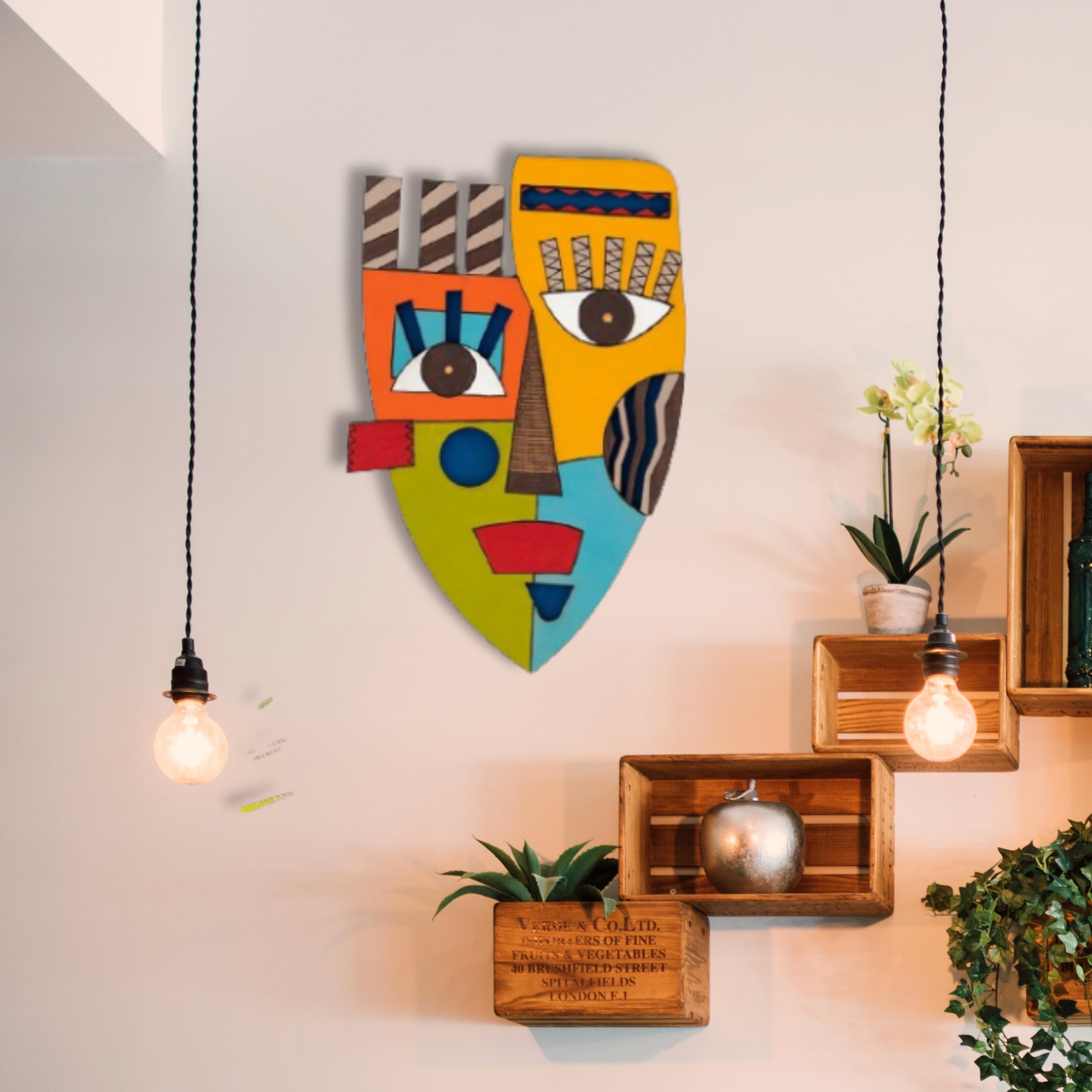 APS ART PLUS STORE Wooden 3D Wall Sculpture For Wall Decor, Unique Face ...