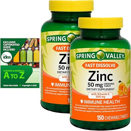 Amazon.com: Spring Valley Zinc 50 mg, 200 Ct (2 Pack) : Health & Household