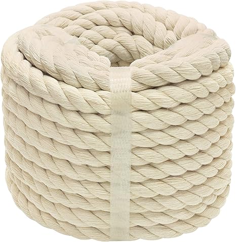 Amazon.com: SINYLOO Natural Beige Cotton Rope 1/2 inch × 65 feet ...