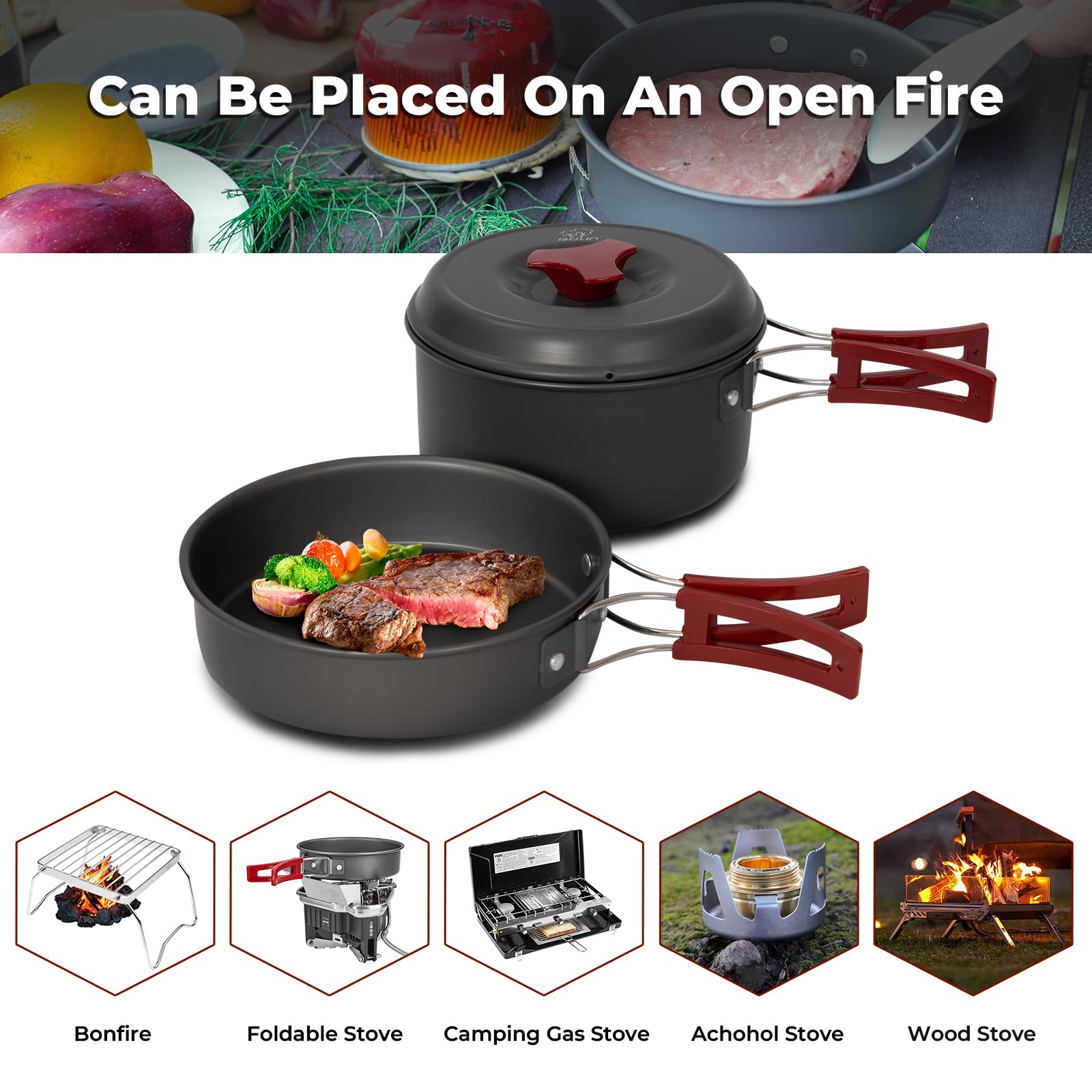 Snapklik.com : Bulin Camping Cookware Pots And Pans Set, Lightweight ...