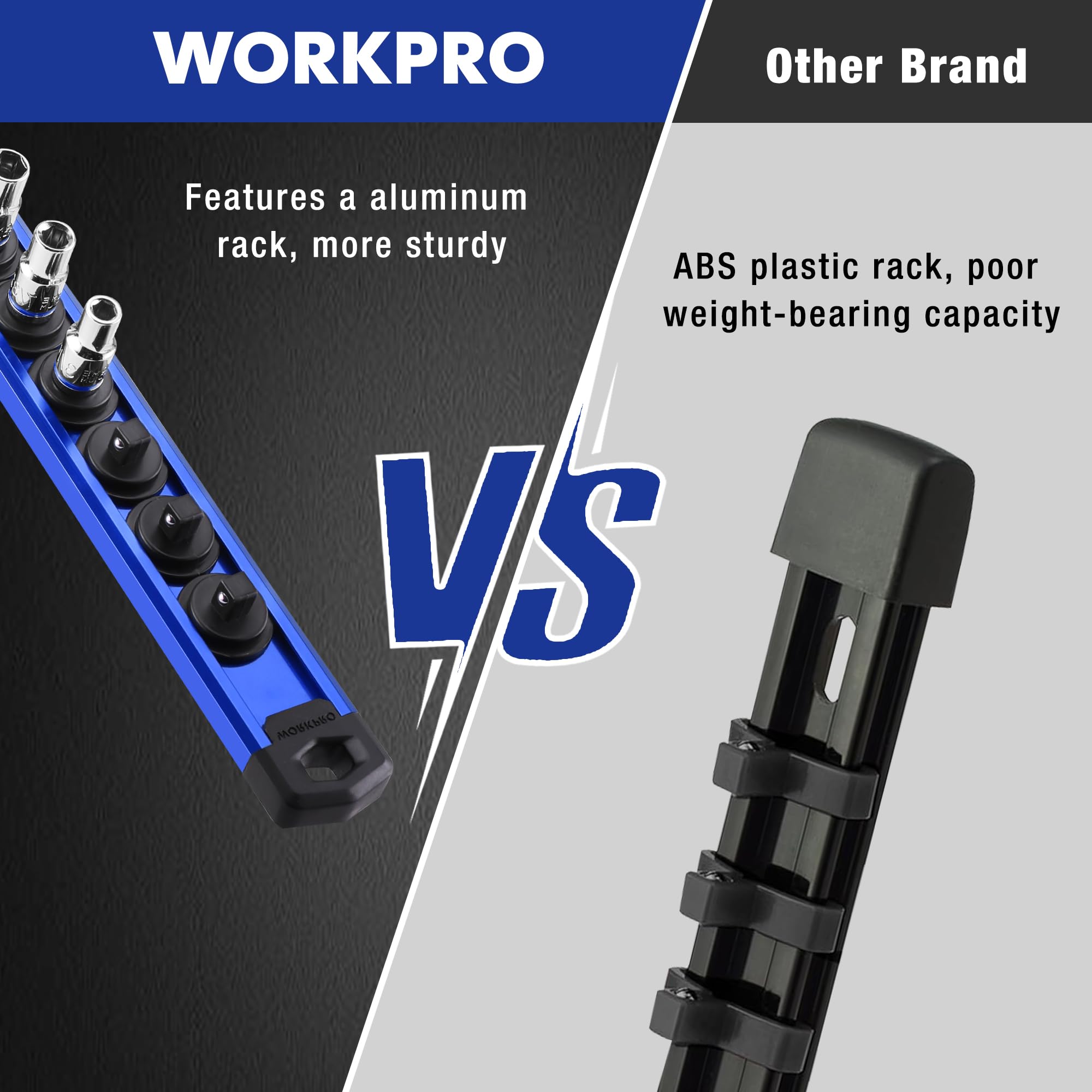 Snapklik.com : WORKPRO Magnetic Socket Organizer Set, 3-Piece Aluminum ...