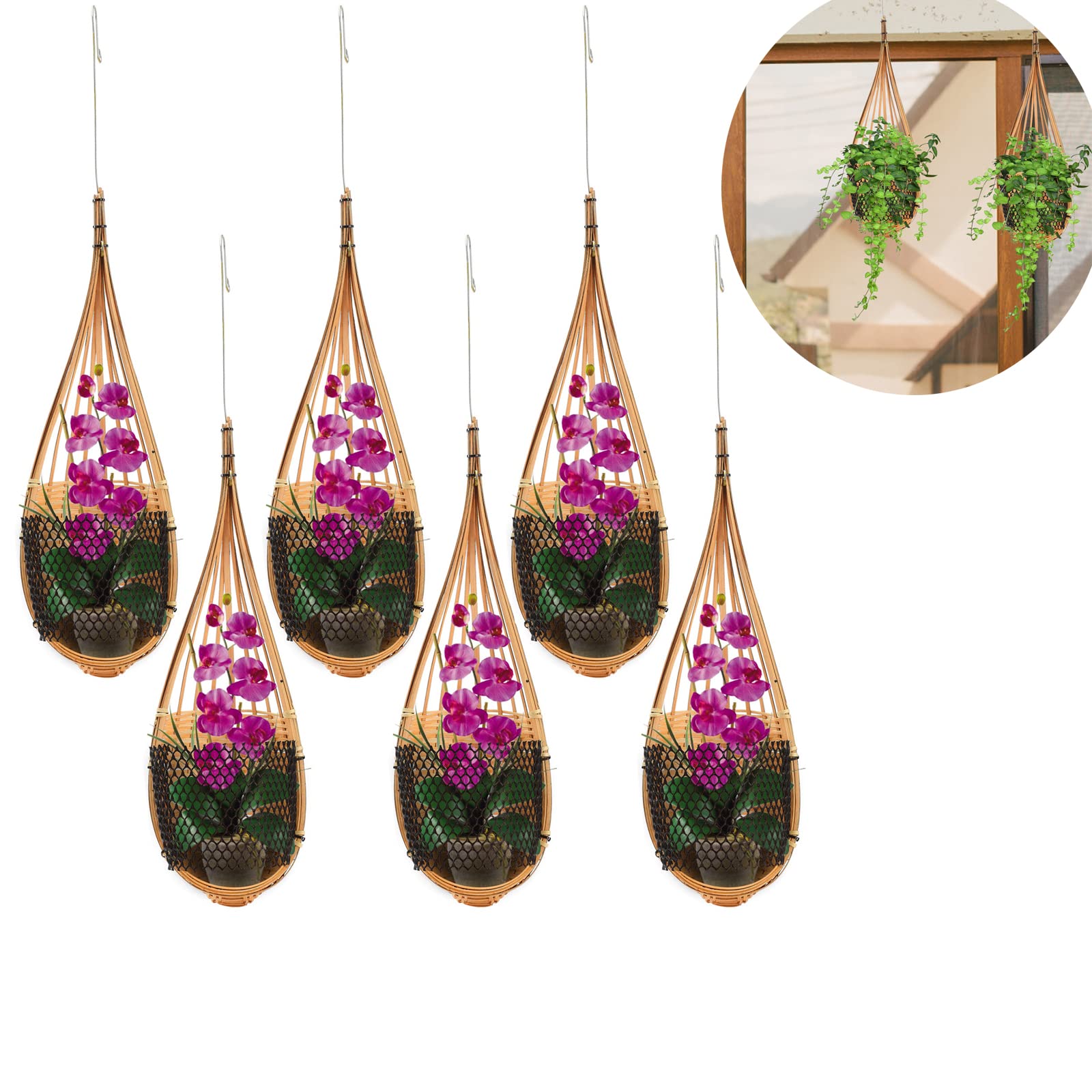 Amazon.com: 6PCS Orchid Hanging Planter Bamboo Woven 4.7 Inch Hanging ...
