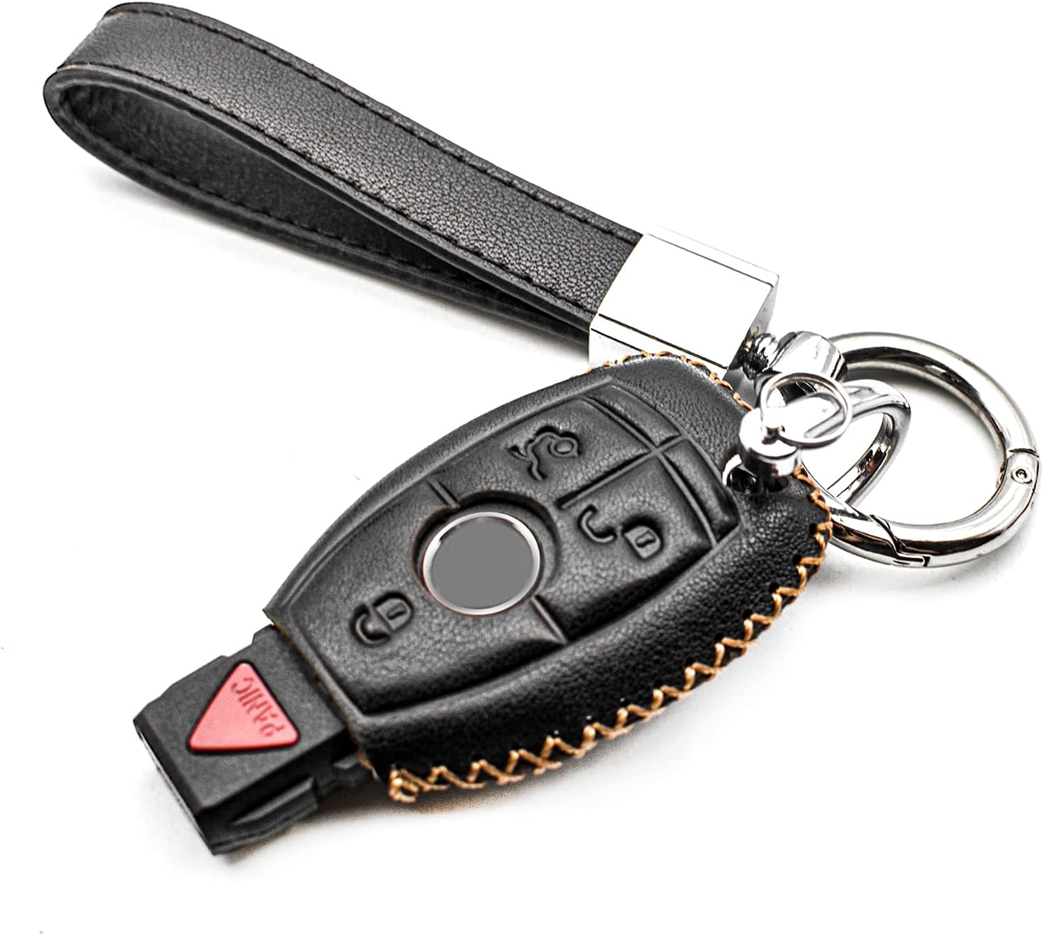 Amazon.com: Tukellen for Mercedes Benz key fob cover Genuine Leather ...