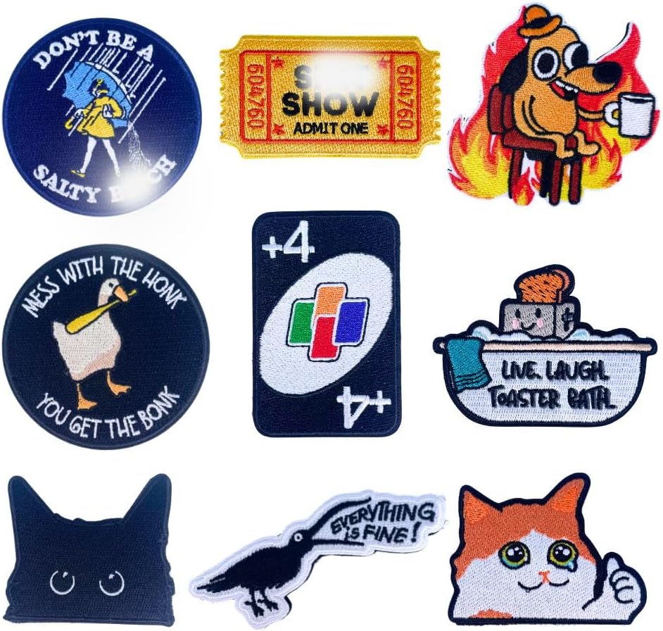 Amazon.com: YJ PREMIUMS 9PC Funny Patches Hook & Look for Backpack ...