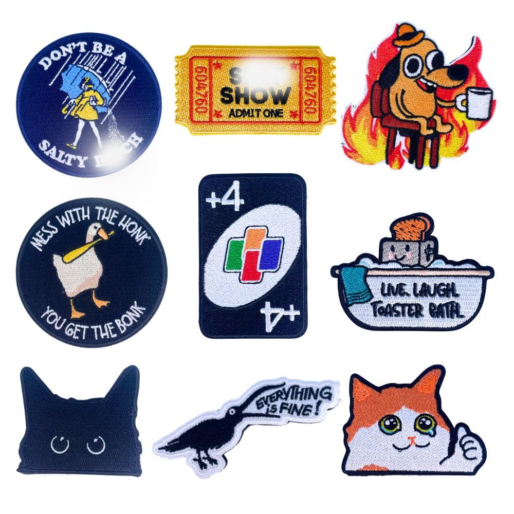 Amazon.com: YJ PREMIUMS 9PC Funny Patches Hook & Look for Backpack ...