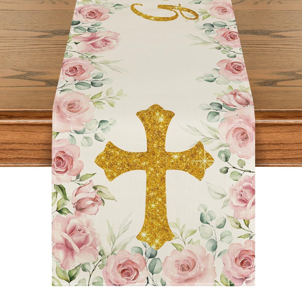 Amazon.com: Artoid Mode Pink God Bless Girl Baptism Baby Shower Table ...