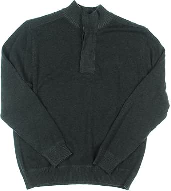 Alex Cannon Men's Covered Placket Plaited Mock Neck, Dark Charcoal ...