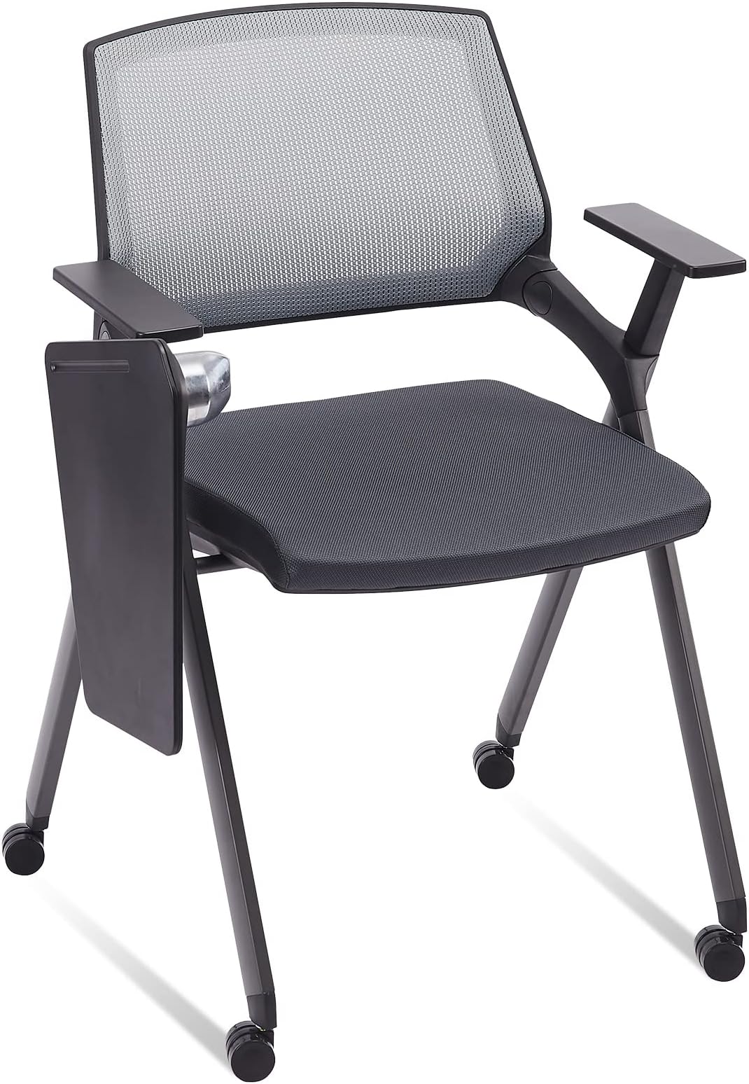 Amazon.com: Sintuff Tablet Arm Folding Chair with Caster Wheels Chair ...