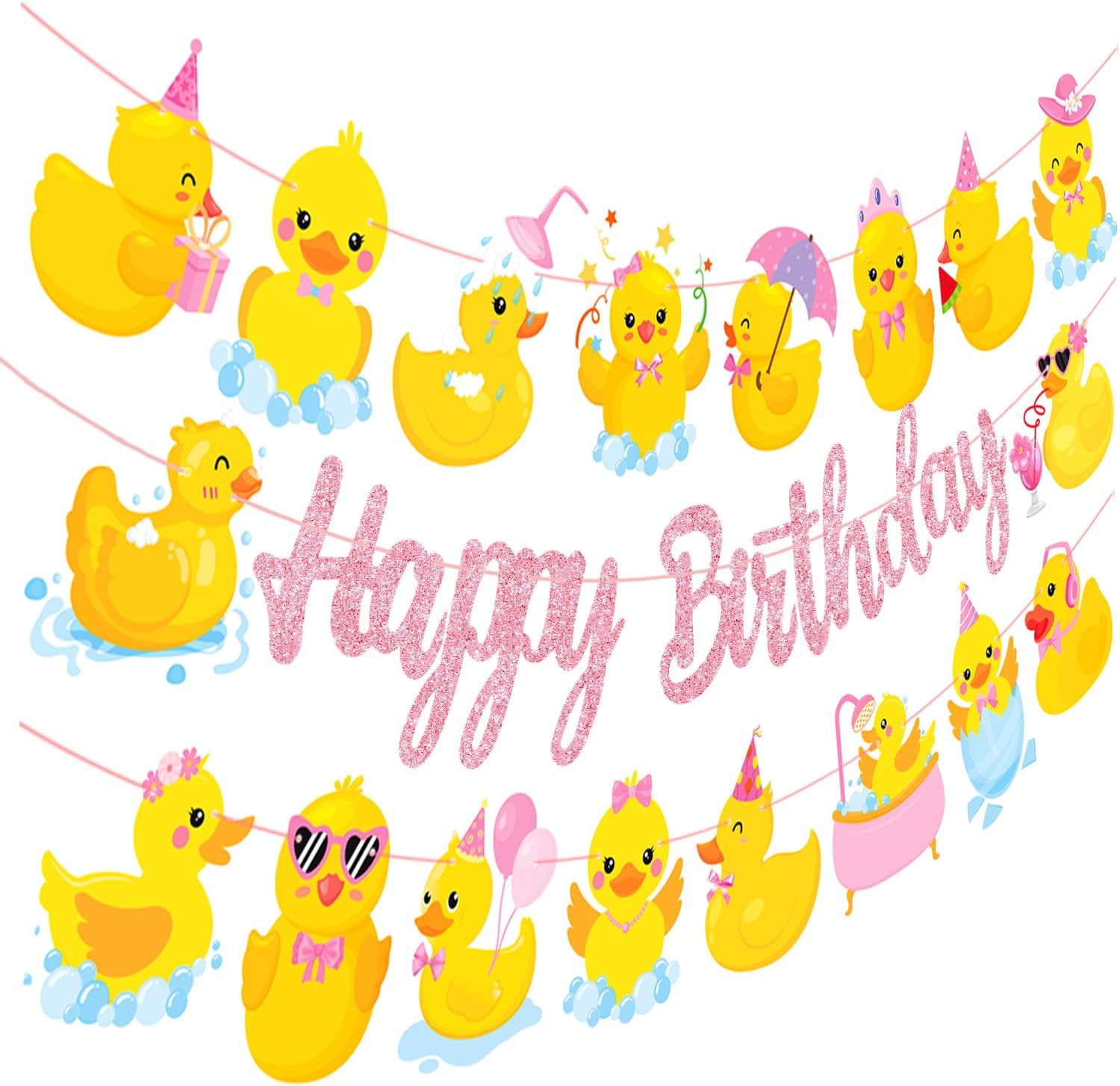 Amazon.com: Duck Birthday Party Banners 3Pcs Rubber Duck Birthday ...