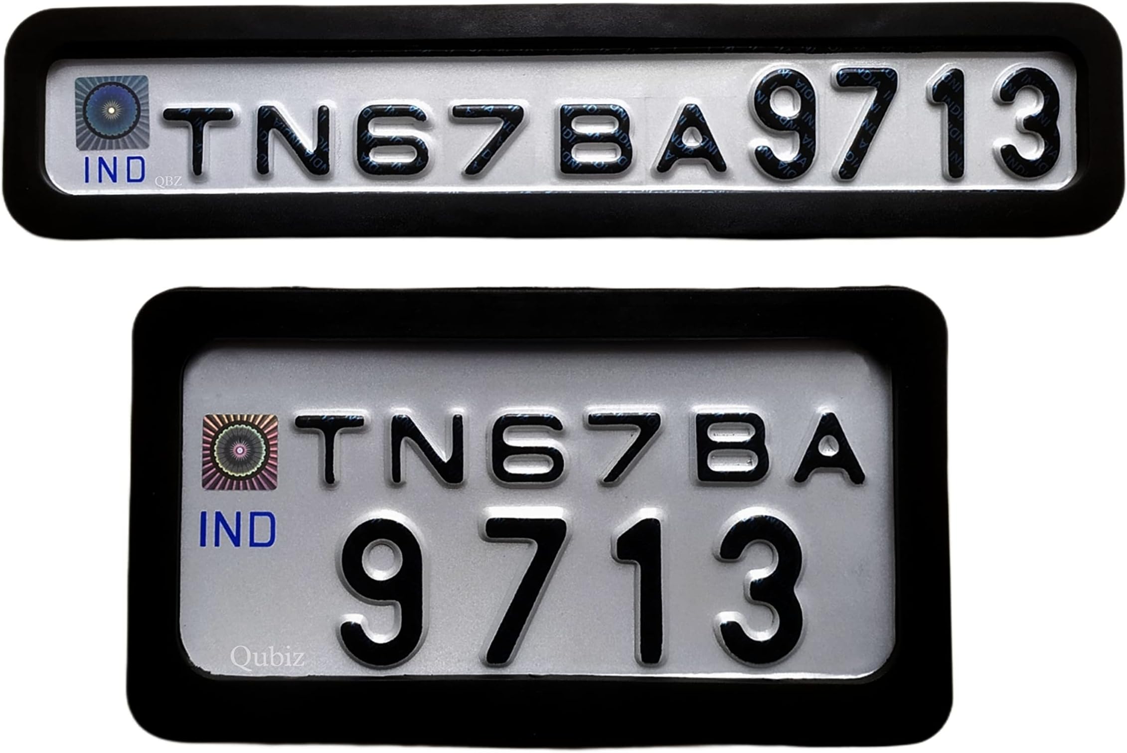Qubiz IND Car Number Plate Front and Back Embossed dye Pressed Number ...