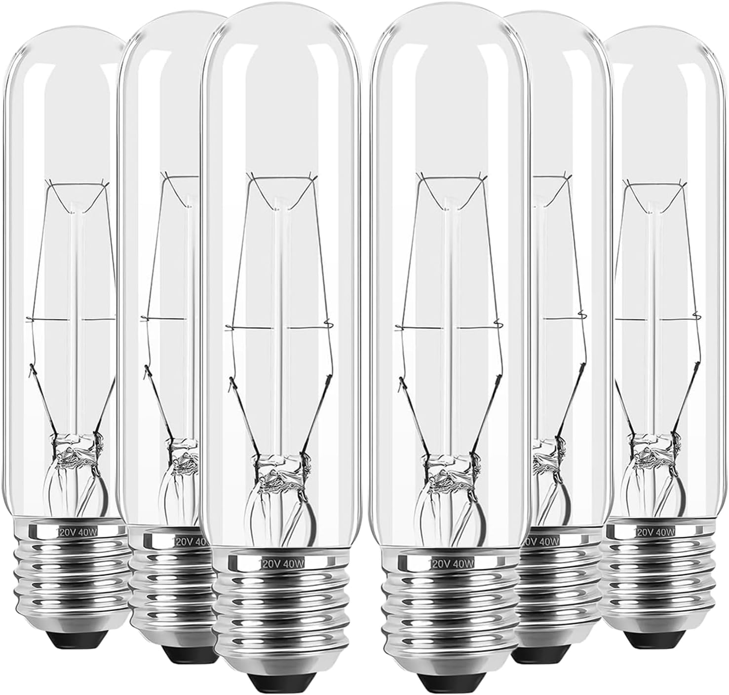 6-Pack 40 Watt T10 Clear Tubular Incandescent Light Bulb, Vintage Style ...