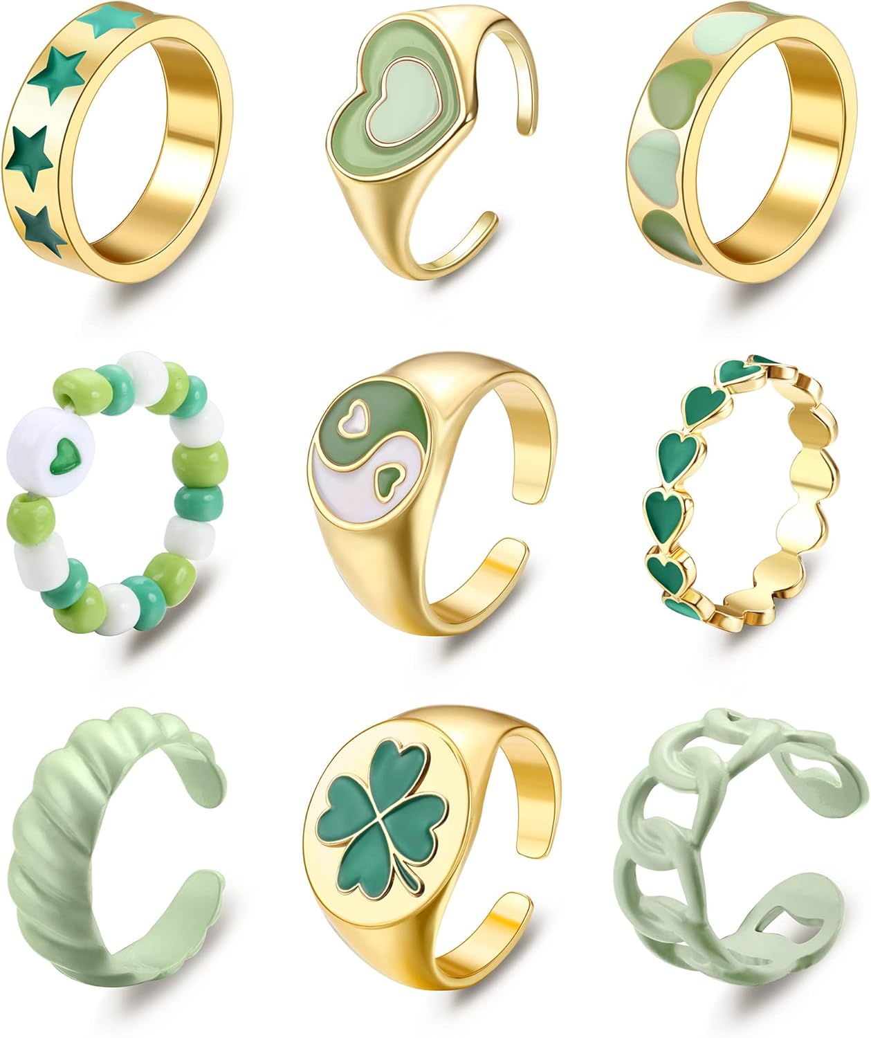 Subiceto 9Pcs Chunky Y2K Rings for Women, Colorful Resin Acrylic Rings ...