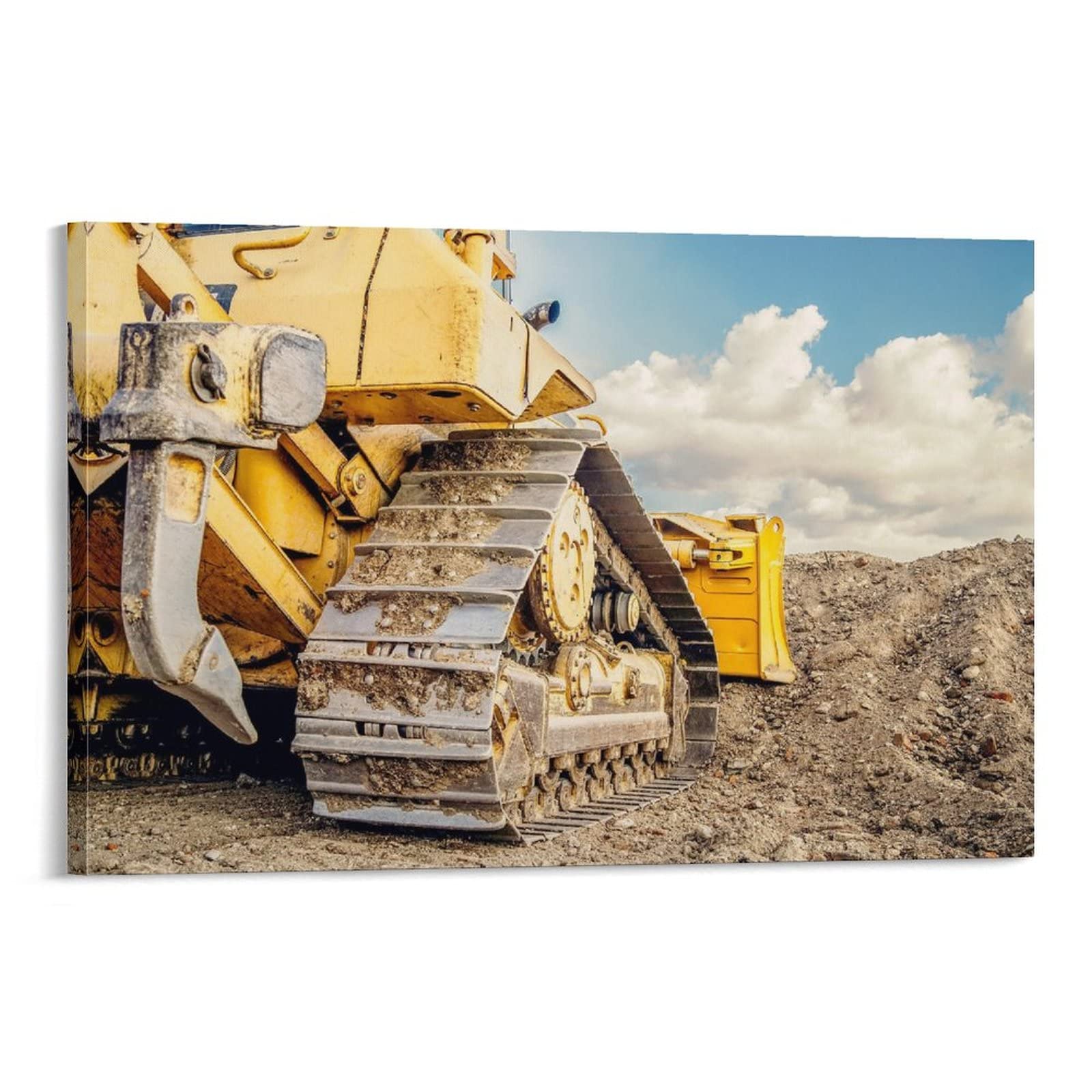 Cartoon Bulldozer Pushing Dirt