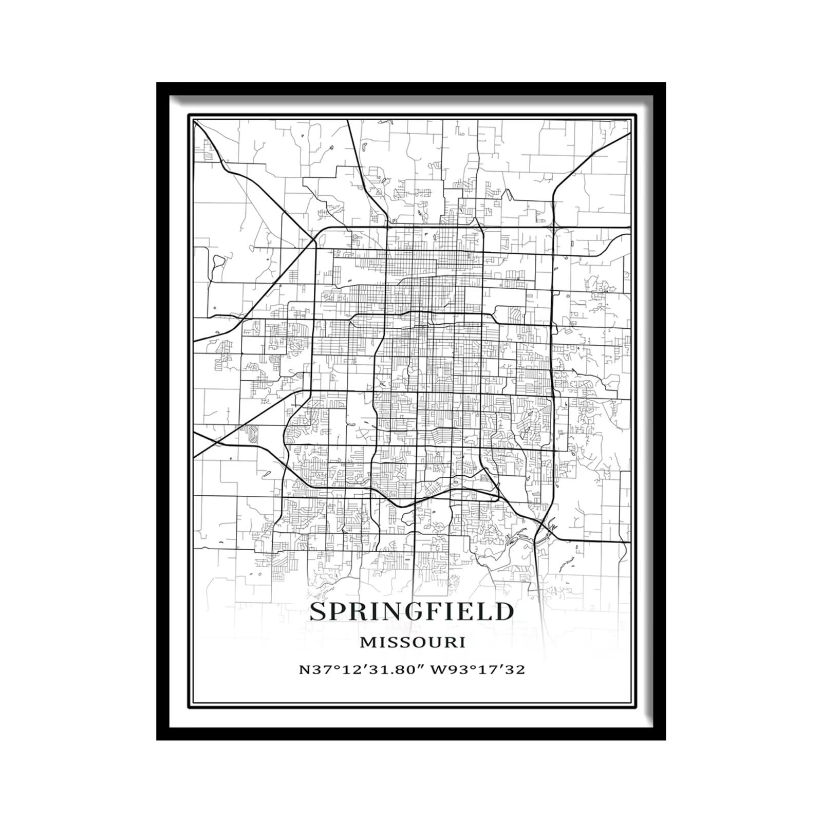 Square Springfield Missouri Map Springfield Missouri Map Cut Out Stock