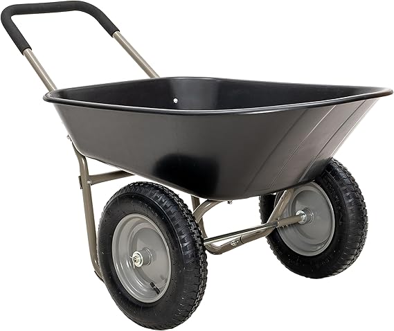 Heavy Duty Black Garden Trolley Wheelbarrow 85L Plastic Yard Barrow ...