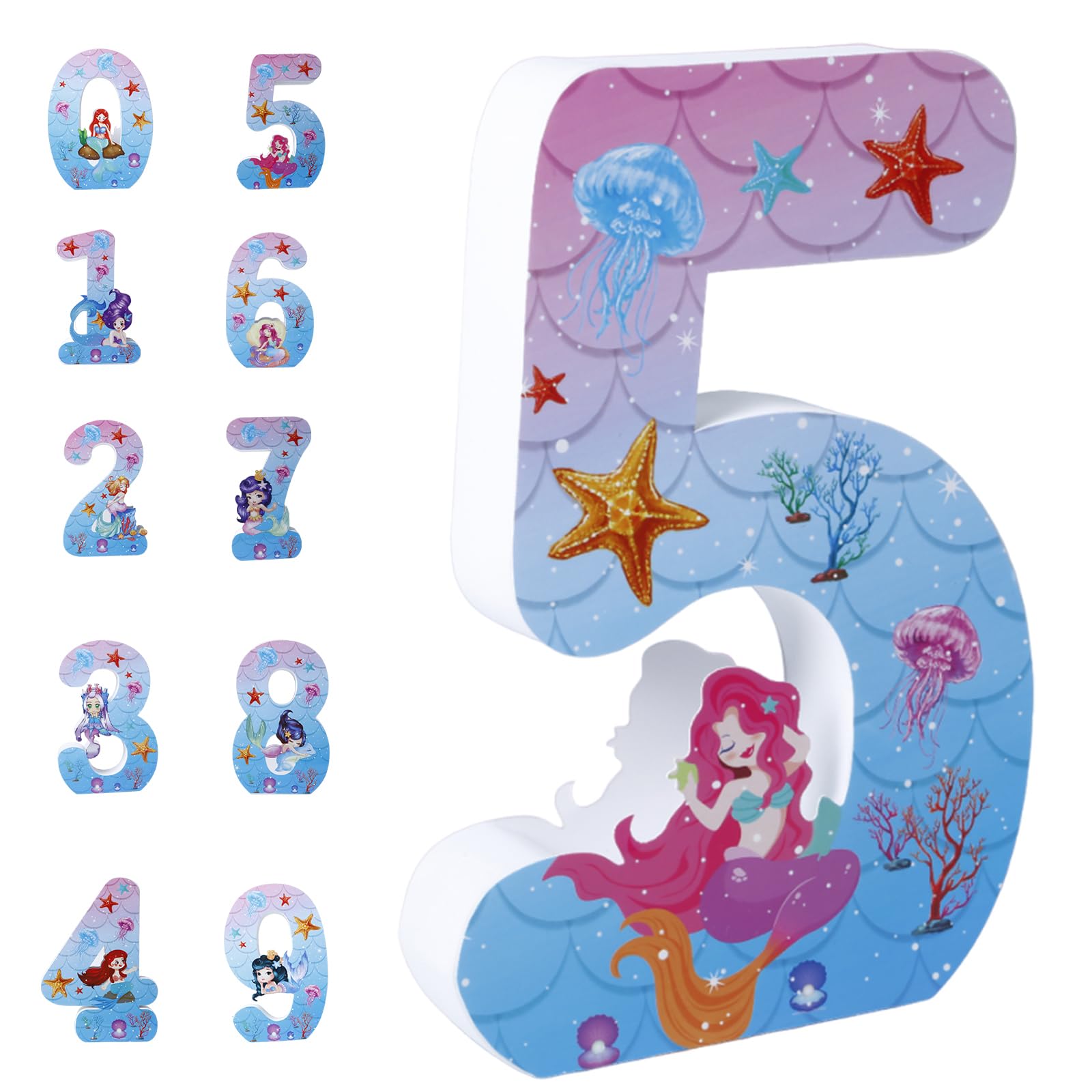 Mermaid Number Table Sign Mermaid Birthday Party Background Decor ...