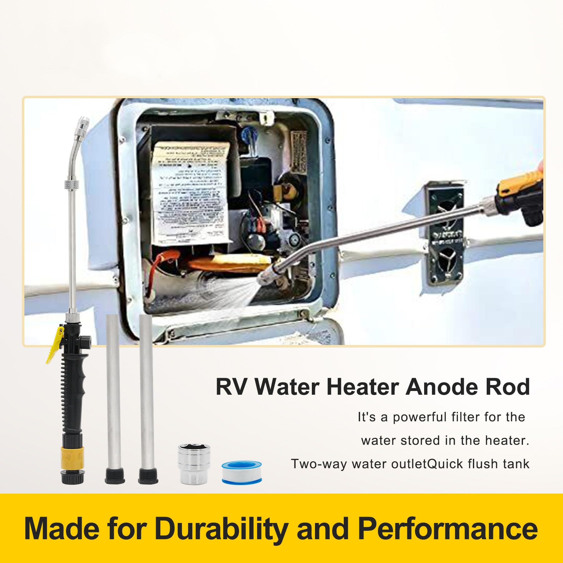 Rv Water Heater Flush Wand 5PCS RV Water Heater Anode Rod & Flush Wand ...