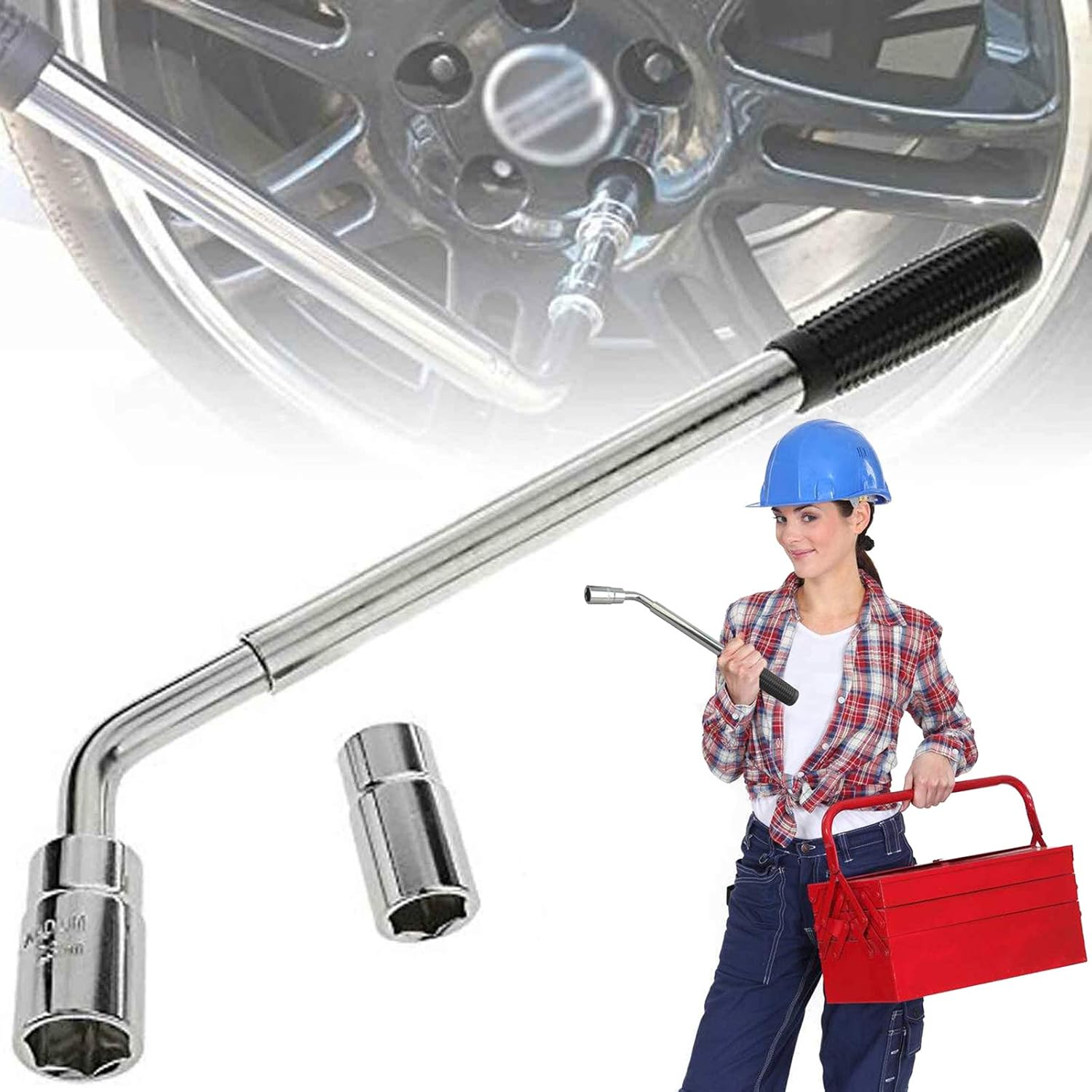 Wheel Torque Wrench Set, Extendable Wheel Brace Wrench with 2 Double ...