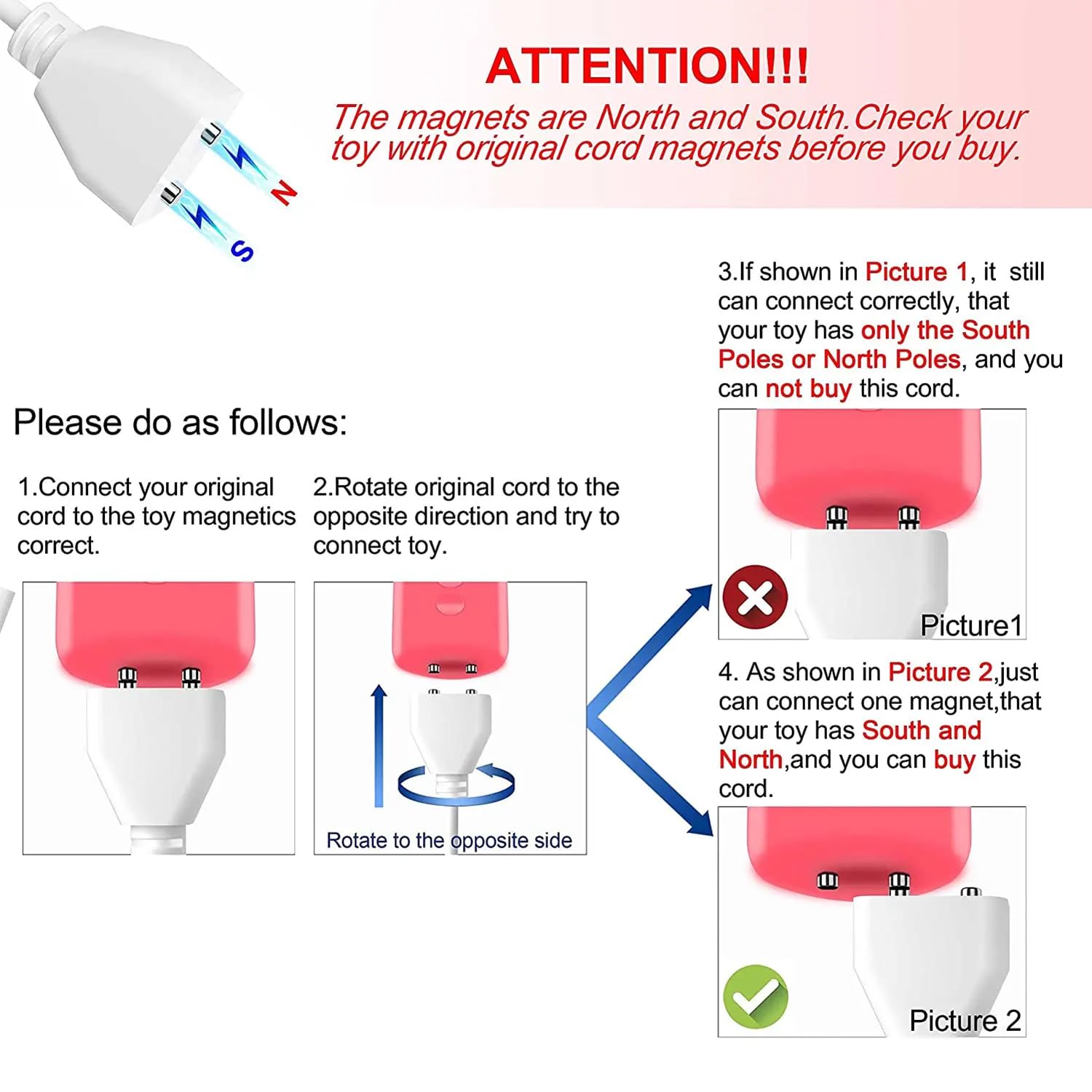 Magnetic USB DC Charger Cable Replacement Charging Cord for Toys ...