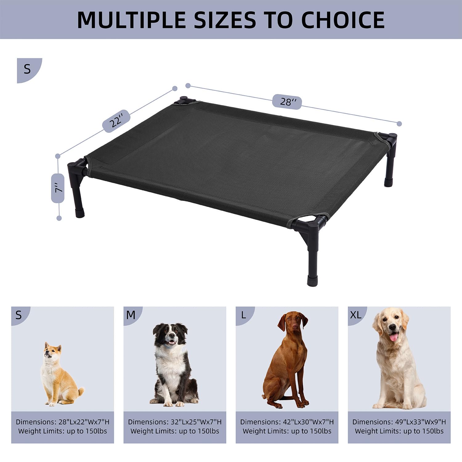 Snapklik.com : Pettycare Elevated Outdoor Dog Bed - Dog Cots For Small ...