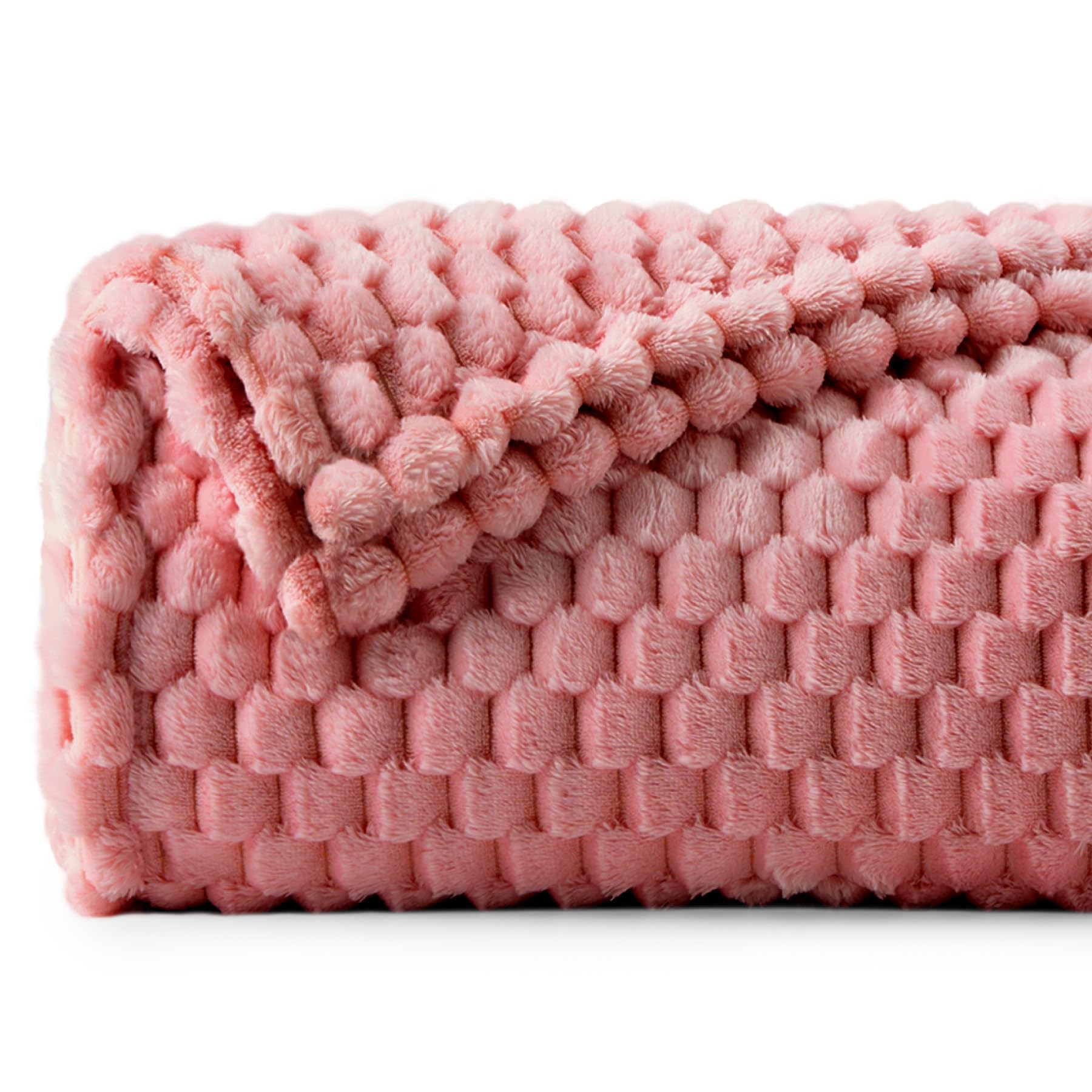 Amazon.com: BEDELITE Fleece Blanket - 3D Jacquard Decorative Dusty Pink ...