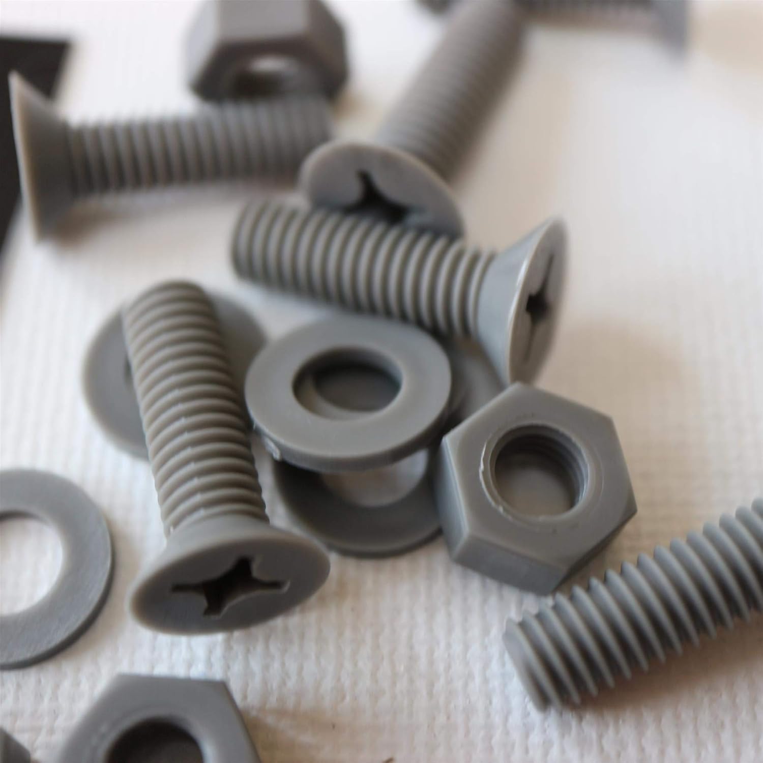 20 x Grey Countersunk Screws Polypropylene (PP) Plastic Nuts and Bolts ...