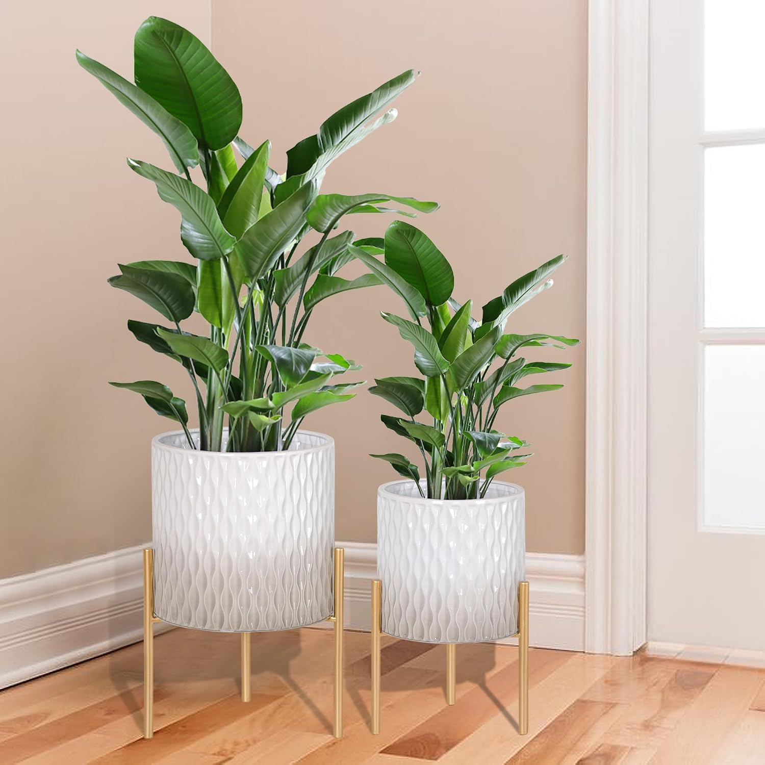 Amazon.com : ARNIS Plants Pots with Stand, Indoor Planter Pots, Unique ...