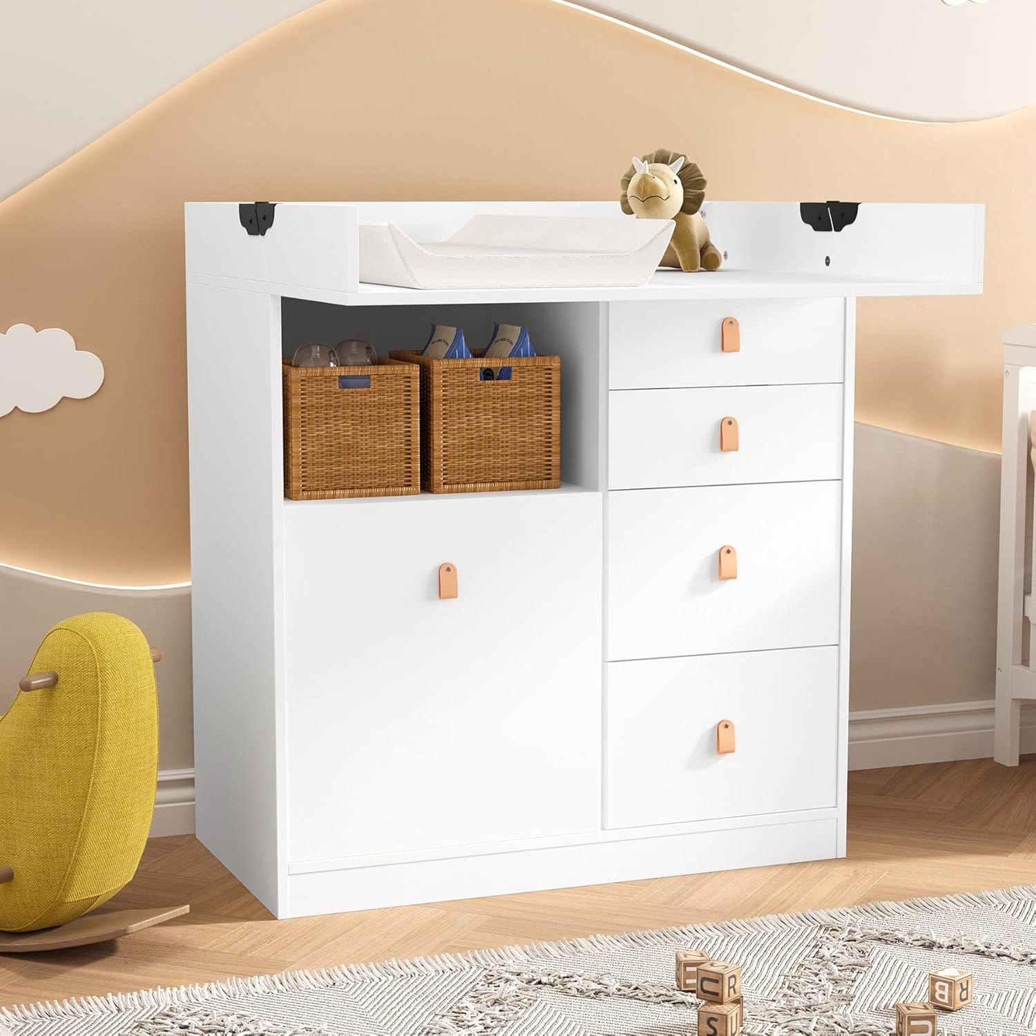 Amazon.com: DAWNSPACES Baby Changing Table Dresser for Infants, 2 in 1 ...